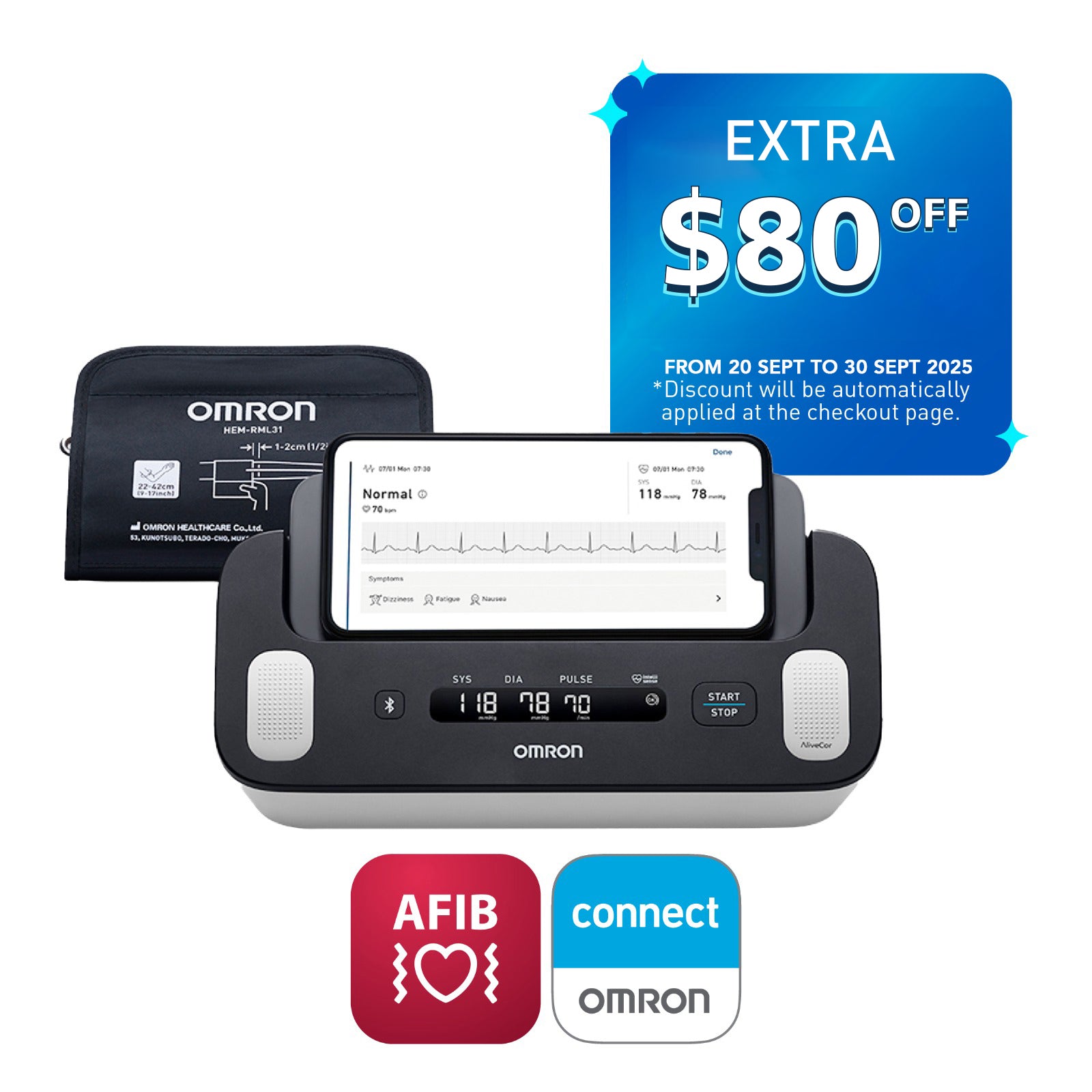OMRON Complete I Upper Arm Blood Pressure Monitor + ECG (HEM-7530T ...